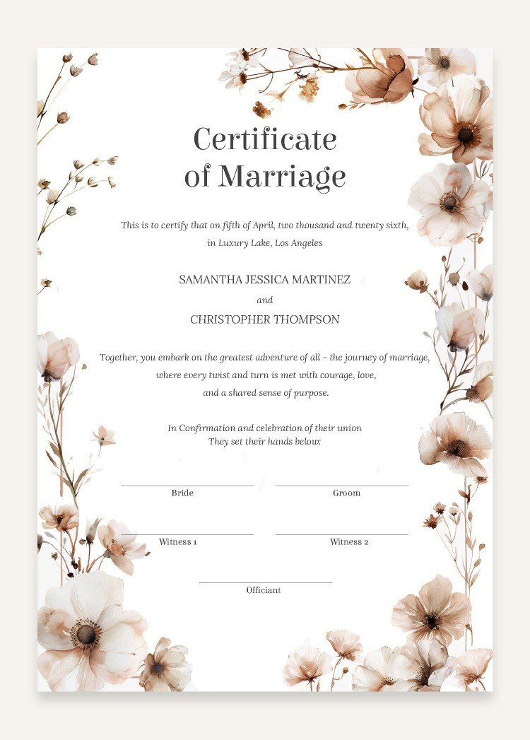 Télécharger gratuitement l'exemple de certificat de mariage en PDF - modelesdoc.fr